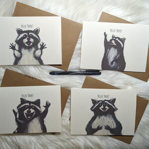 Raccoon Greeting Cards 4 Pack With Envelopes Cute Hello Cards - Etsy