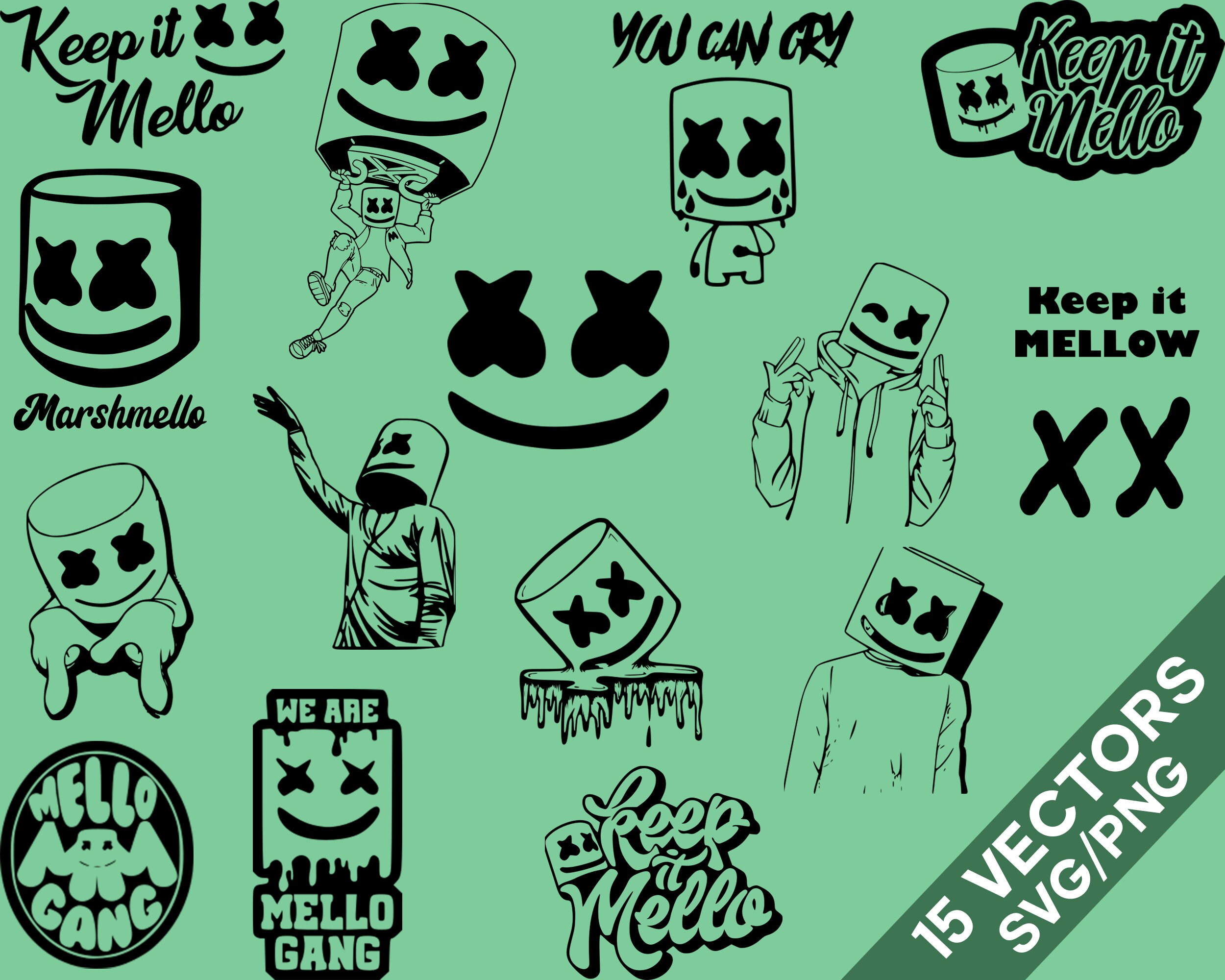 Marshmello Vector Pack Svg Png Marshmello Clip Art Digital Files Cricut Files Cut Files
