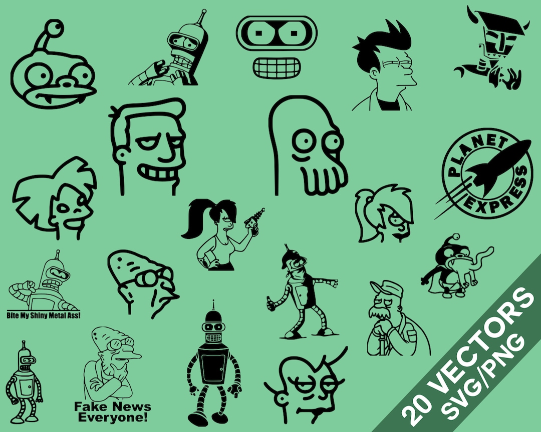 Futurama Vector Pack, SVG, Png , Futurama Clip Art, Futurama Silhouette ...