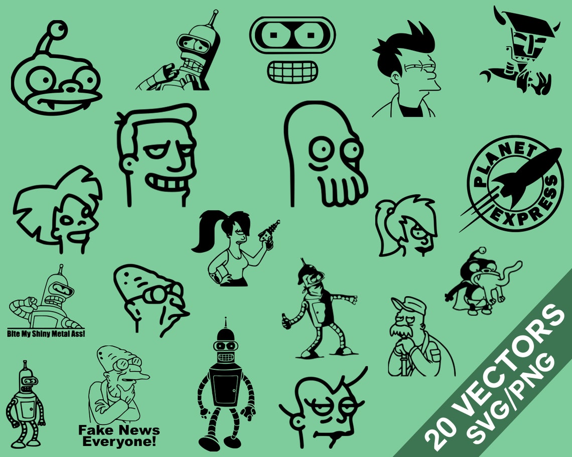 Futurama Vector Pack, SVG, Png , Futurama Clip Art, Futurama Silhouette ...
