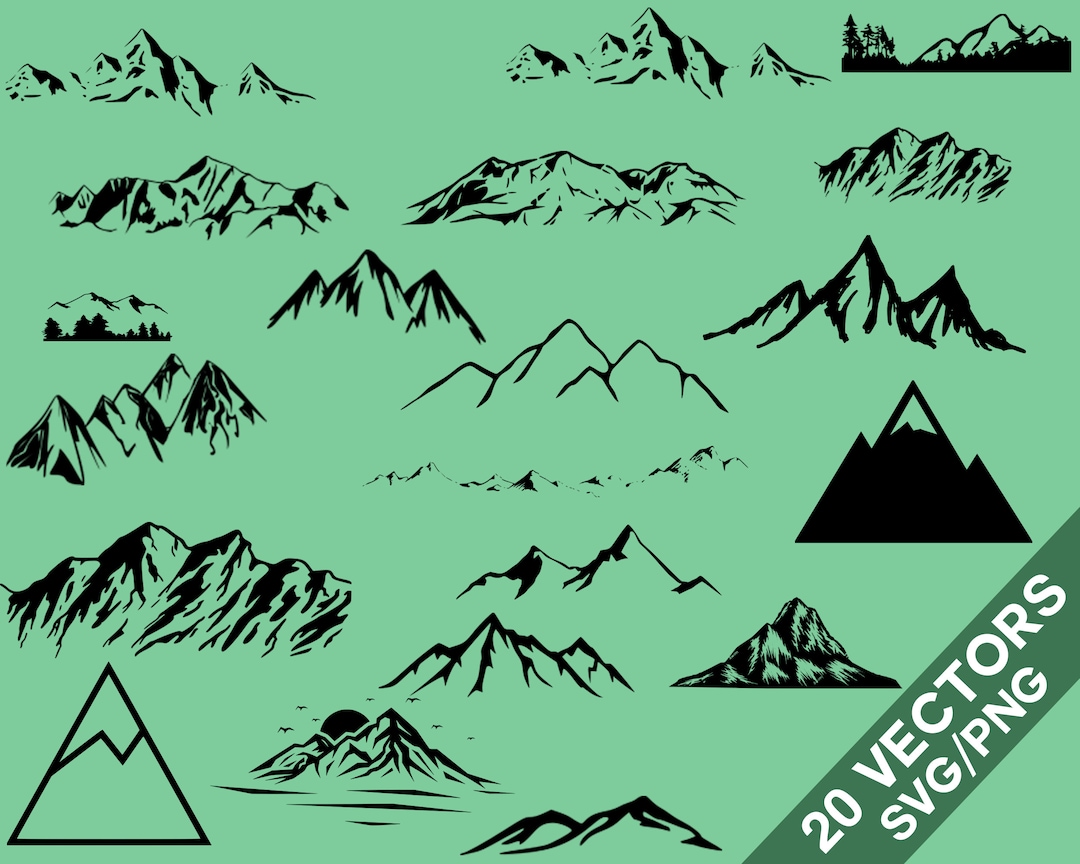 Mountains Pack SVG, PNG, Mountain Clip Art, Digital Files, Cricut Files ...