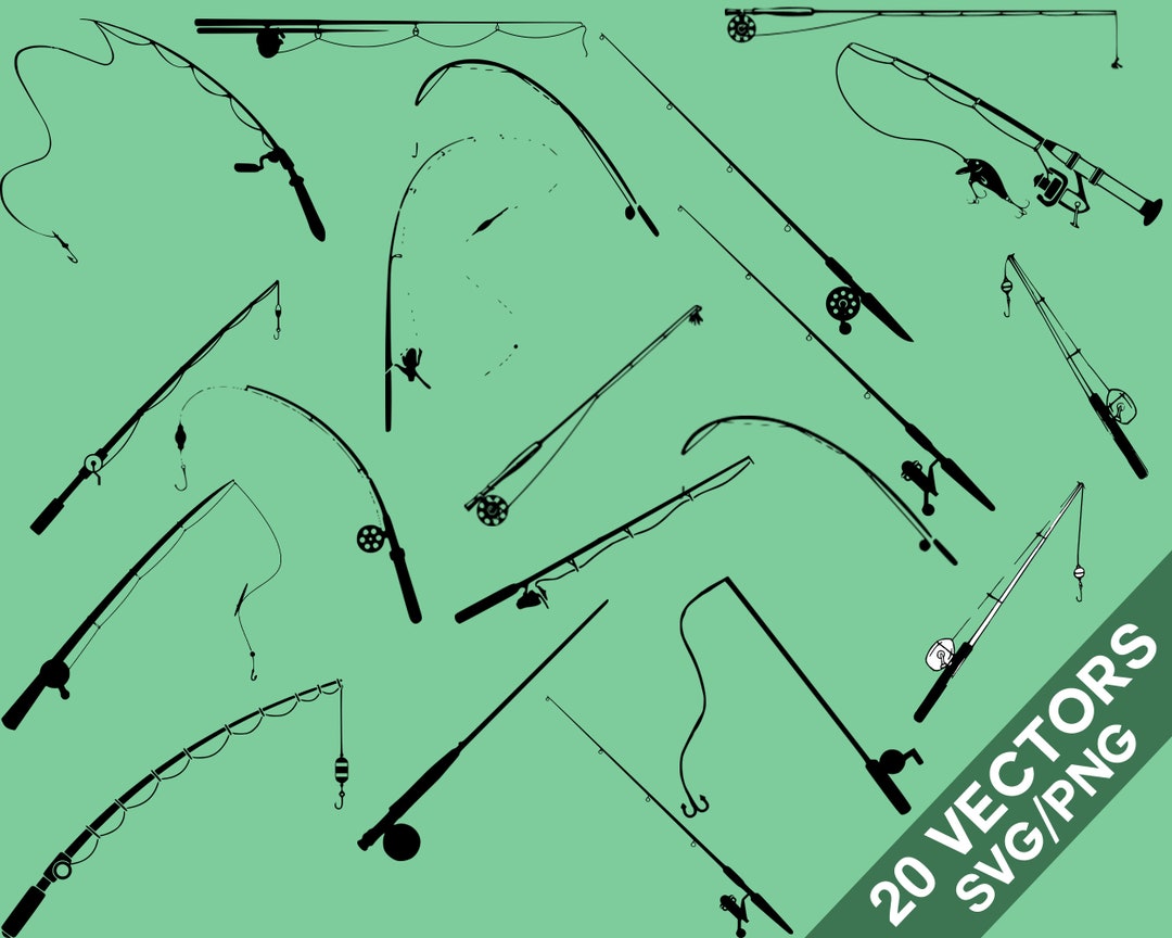 Fishing Rod Pack SVG, PNG, Fishing Rod Clip Art, Digital Files, Cricut ...