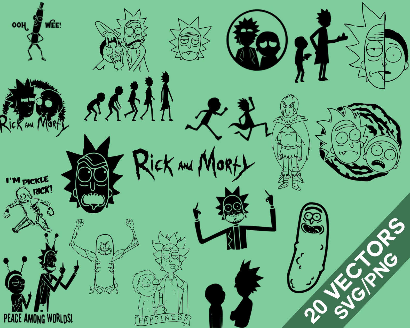 Rick y Morty Vector Pack SVG Png Rick y Morty clip art - Etsy España