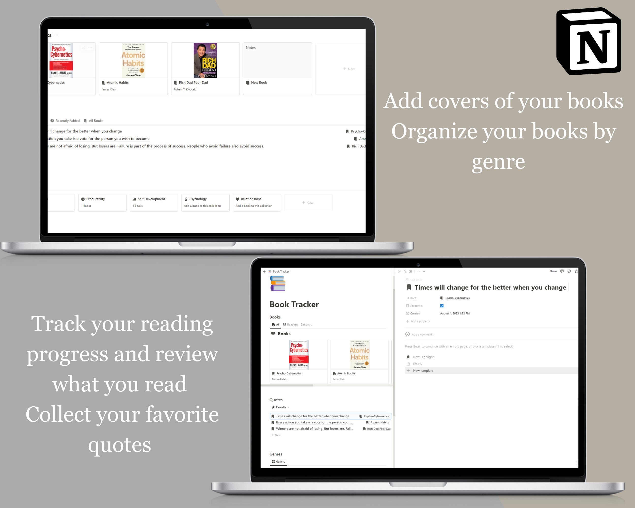 Notion Book Tracker Template Digital Book Tracker Simple Notion Digital ...