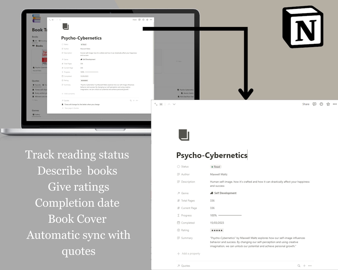 Notion Book Tracker Template Digital Book Tracker Simple Notion Digital ...