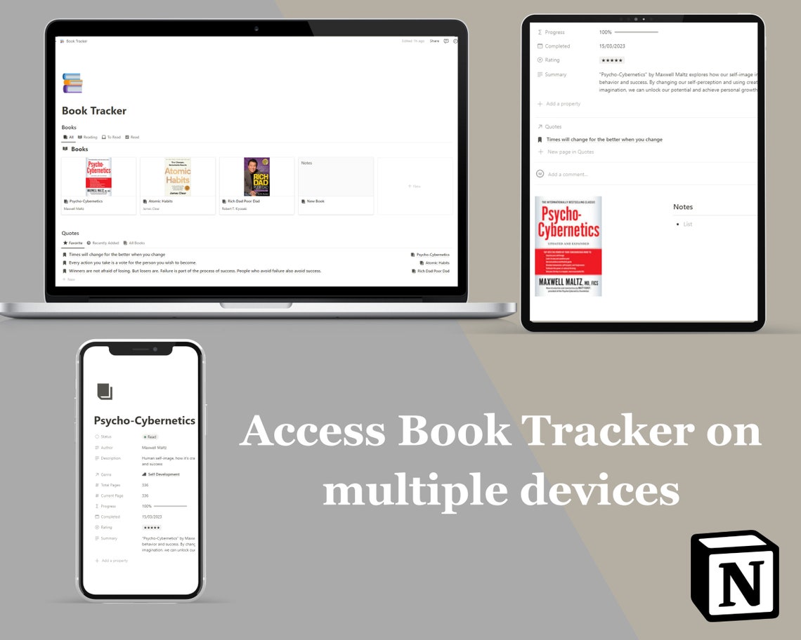 Notion Book Tracker Template Digital Book Tracker Simple Notion Digital ...
