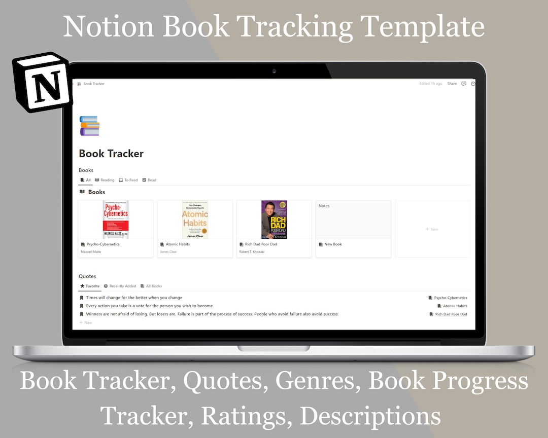 Notion Book Tracker Template Digital Book Tracker Simple Notion Digital ...