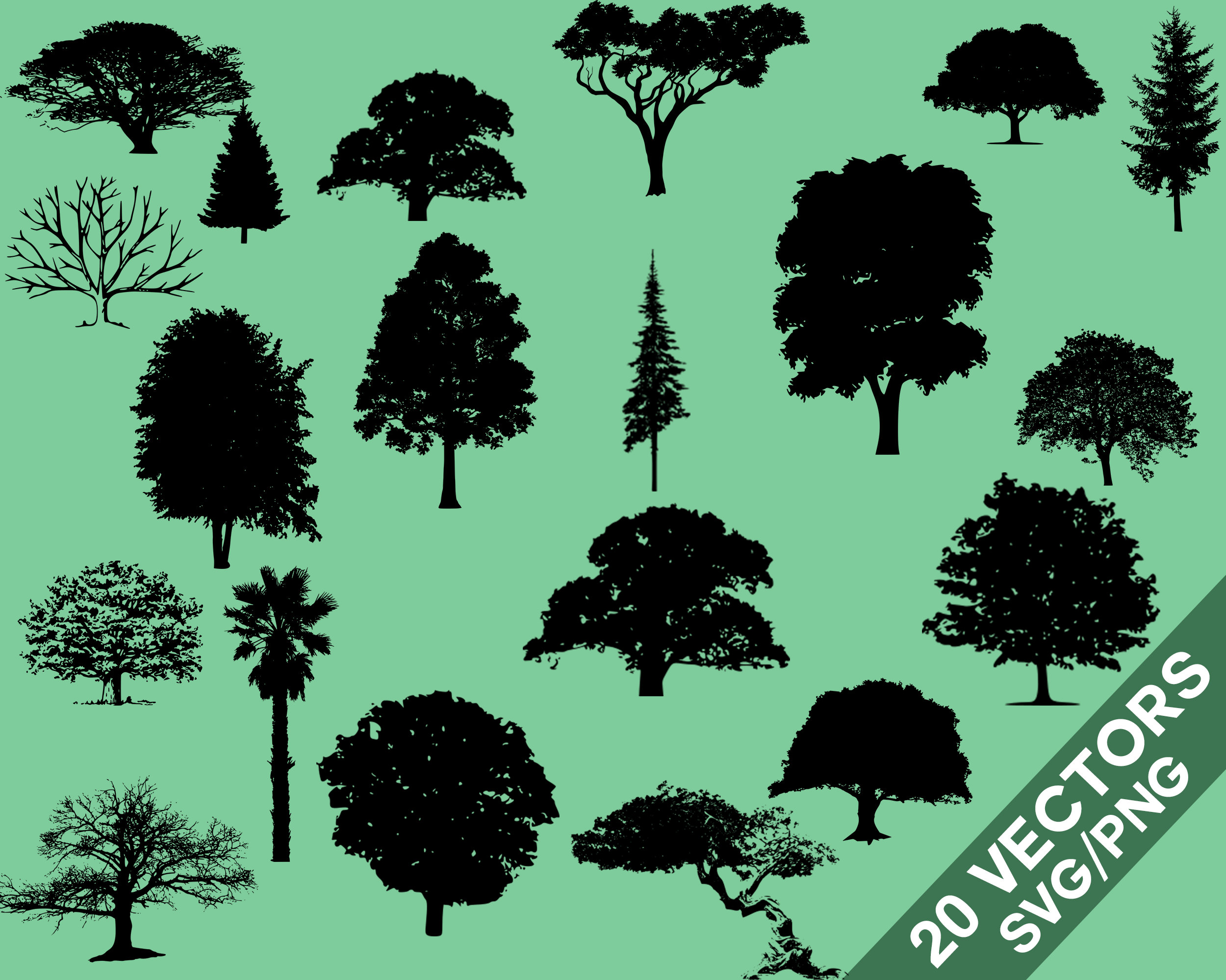 Baum Pack SVG, PNG, Baum ClipArt, digitale Dateien, Cricut-Dateien ...