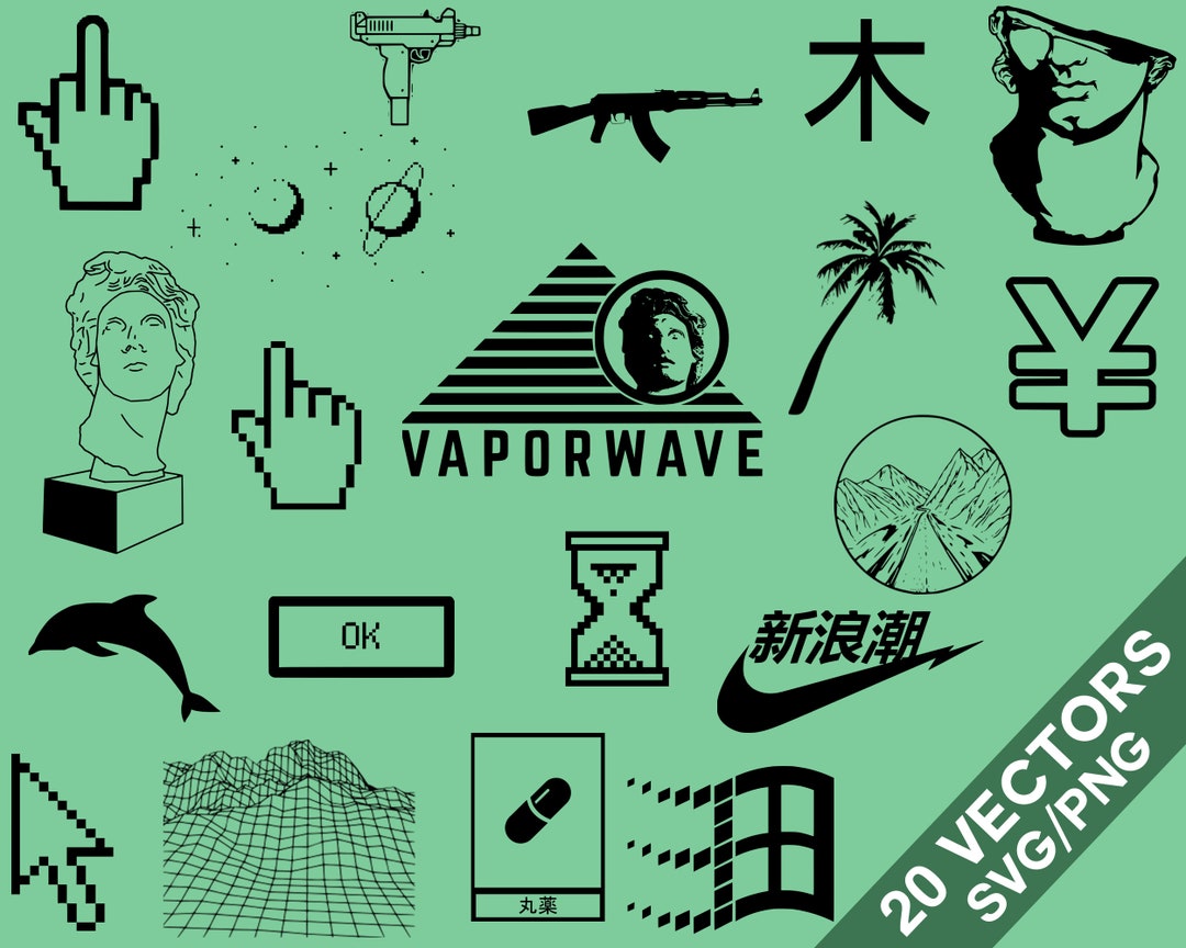 Vaporwave Vector Pack, SVG, Png , Vaporwave Clip Art, Vaporwave ...