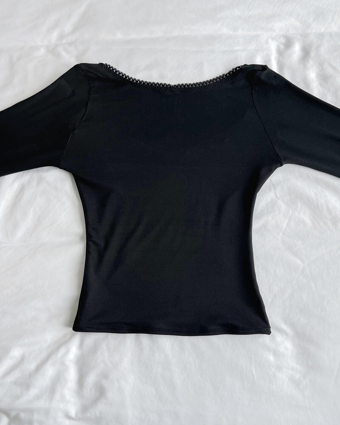 Handmade Black Long Sleeve Top Knit Top Mini Bow Y2k 2000s Full Length ...