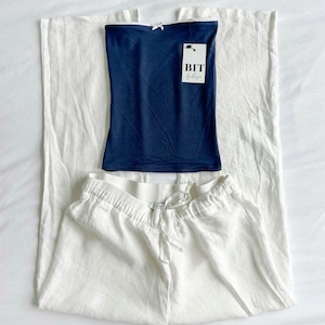 Handmade Navy Blue Tube Top Dainty Knit Strapless Costal Italian Summer ...