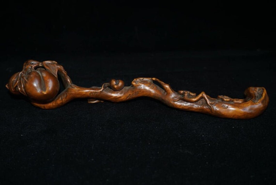 Chinese natural rare boxwood Ruyi hand-carved peach blossom | Etsy