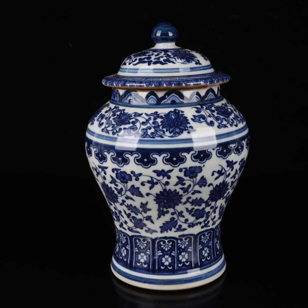 Blue and White Porcelain General Pot Decoration With Intertwined Lotus ...
