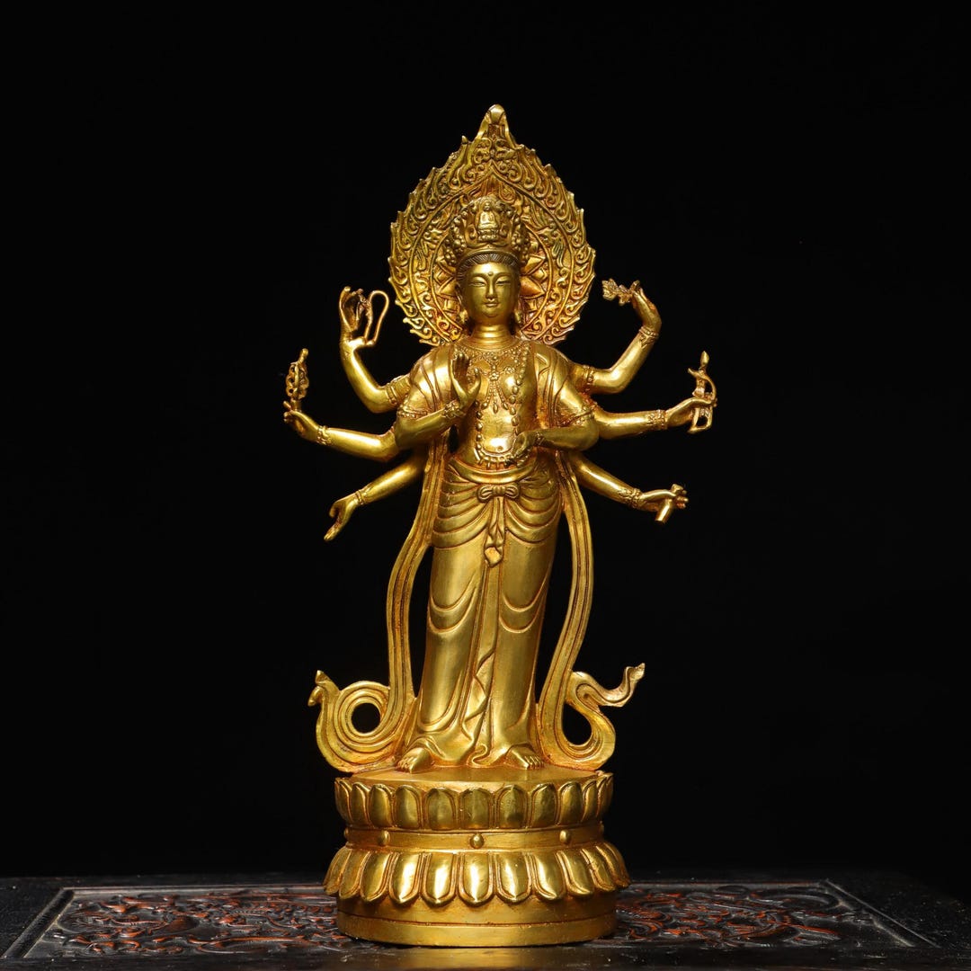 Pure Copper Statue of the Eight Armed Avalokitesvara Buddha - Etsy
