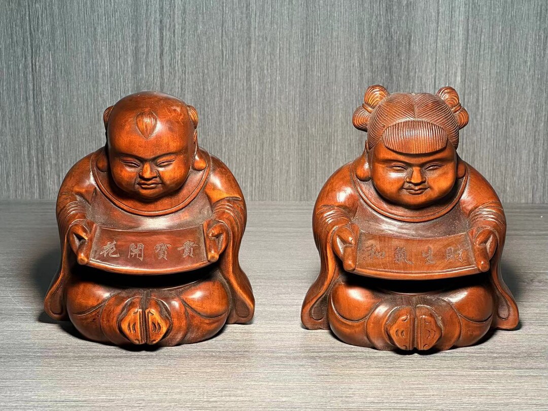 Chinese Antique Boxwood Statue of a Pair of Children - Etsy