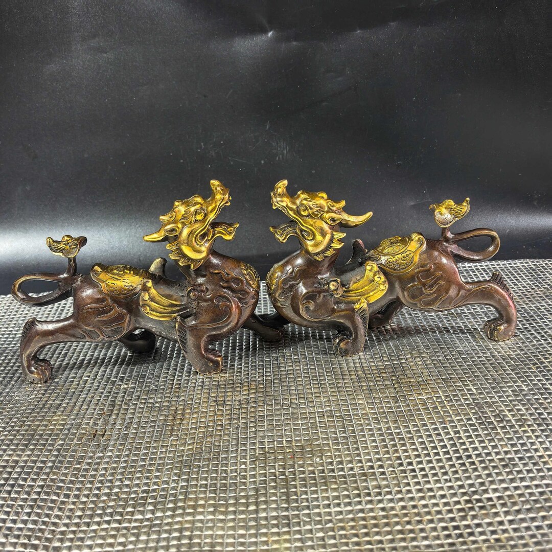 Antique Bronze Ware With Gilded Bronze Pixiu - Etsy
