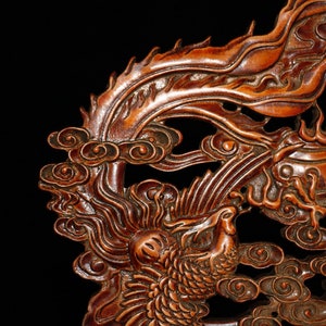 Chinese Antique Boxwood Screen With Auspicious Dragon and Phoenix - Etsy