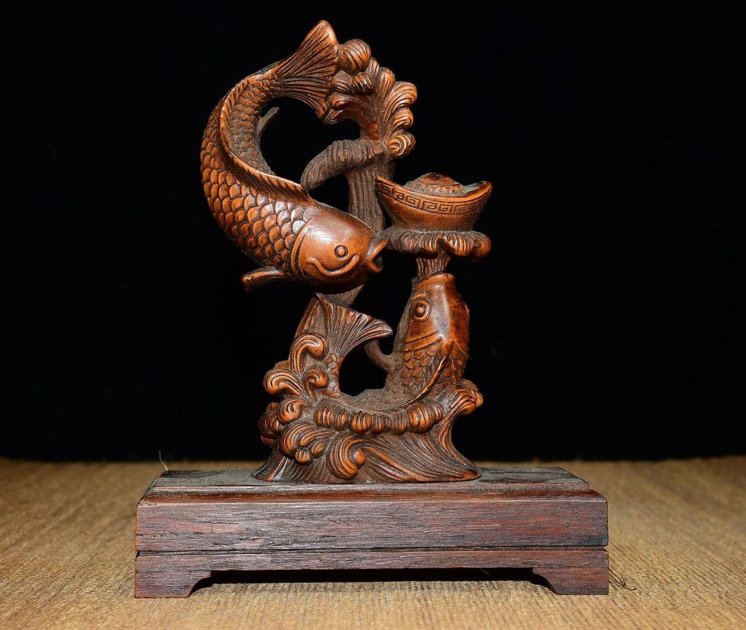 Small Leaved Boxwood Carp Jumping Over the Dragon Gate Ornament - Etsy