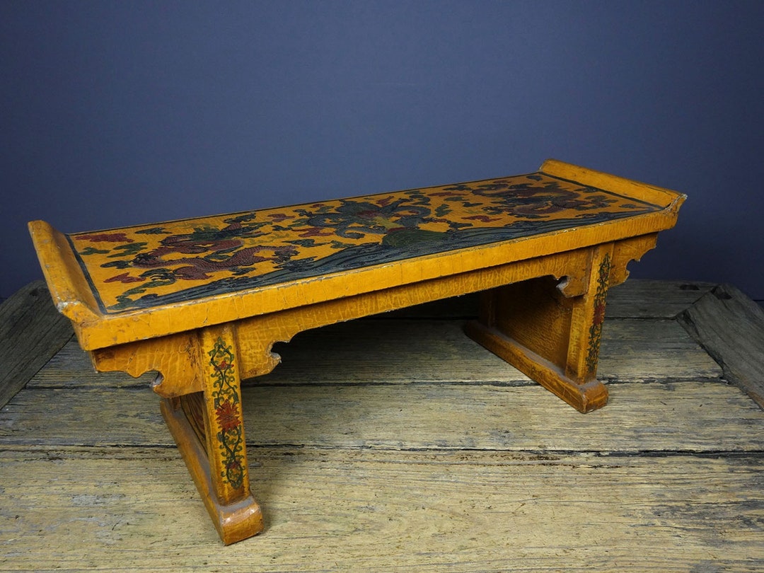Chinese Antique Wooden Body Lacquerware With Colored Paintings and a ...
