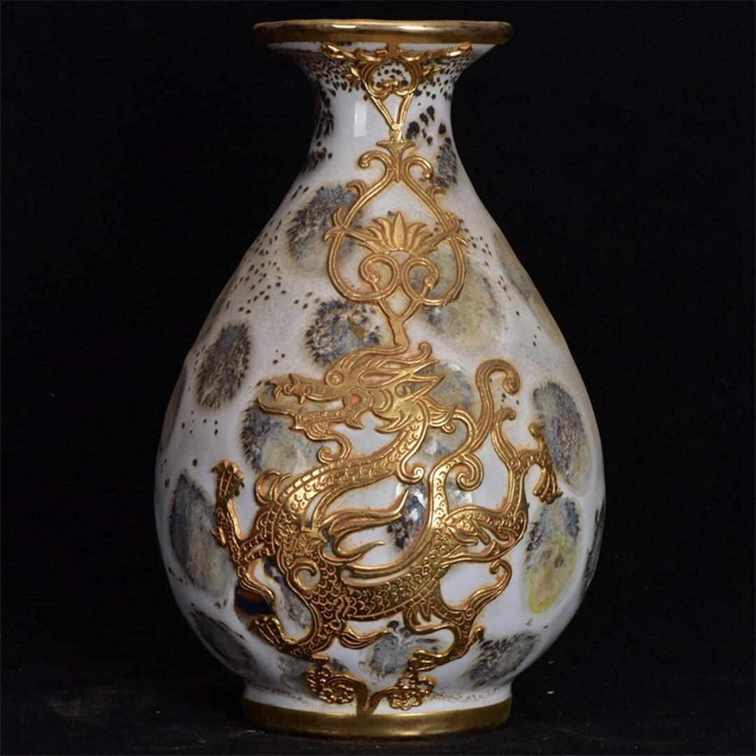 Ceramic Inlaid Dragon and Phoenix Auspicious Pattern Jade Pot Spring Bottle - Etsy