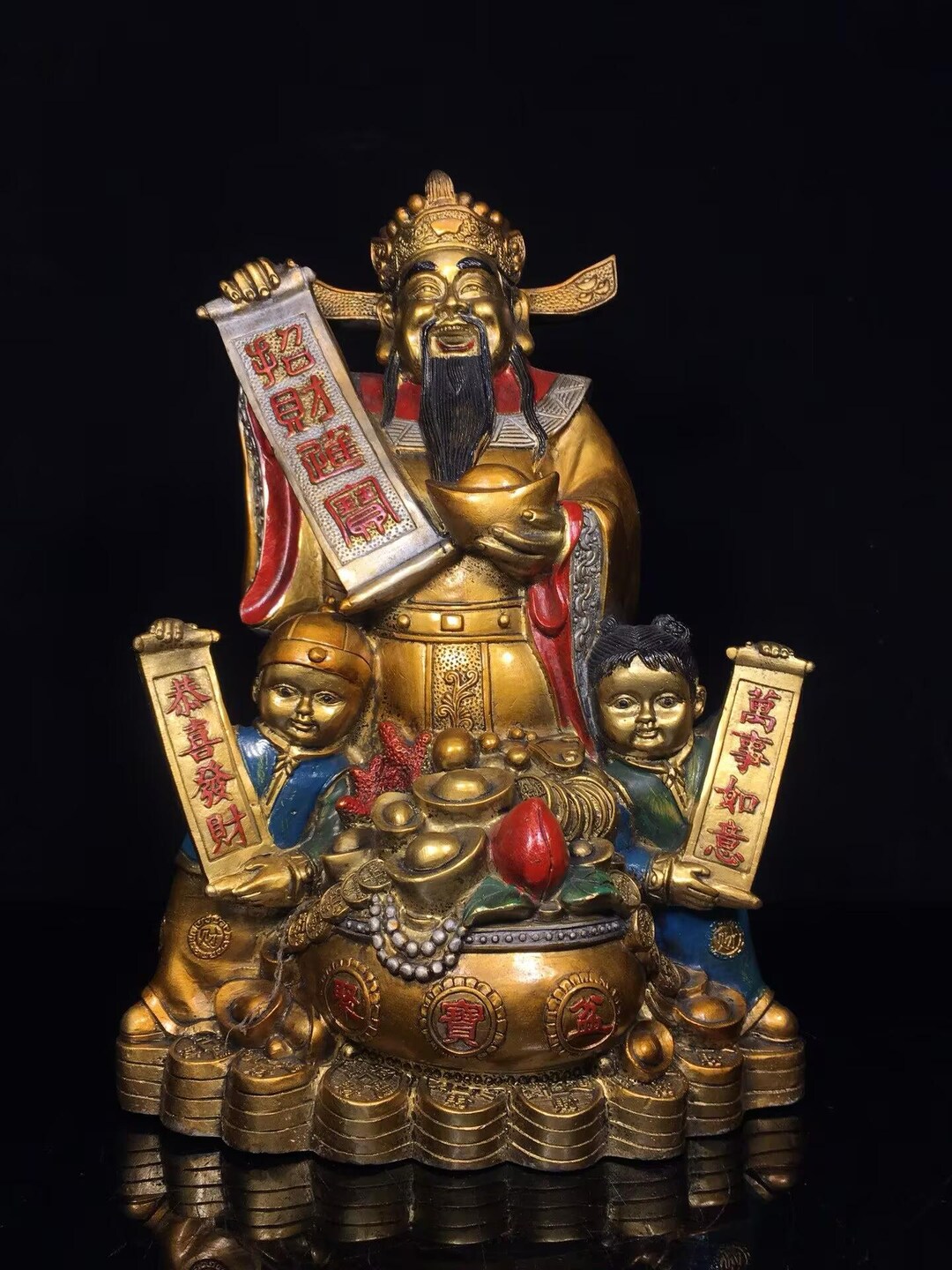 Chinese Antique Pure Copper Buddha Statue of the God of Wealth - Etsy