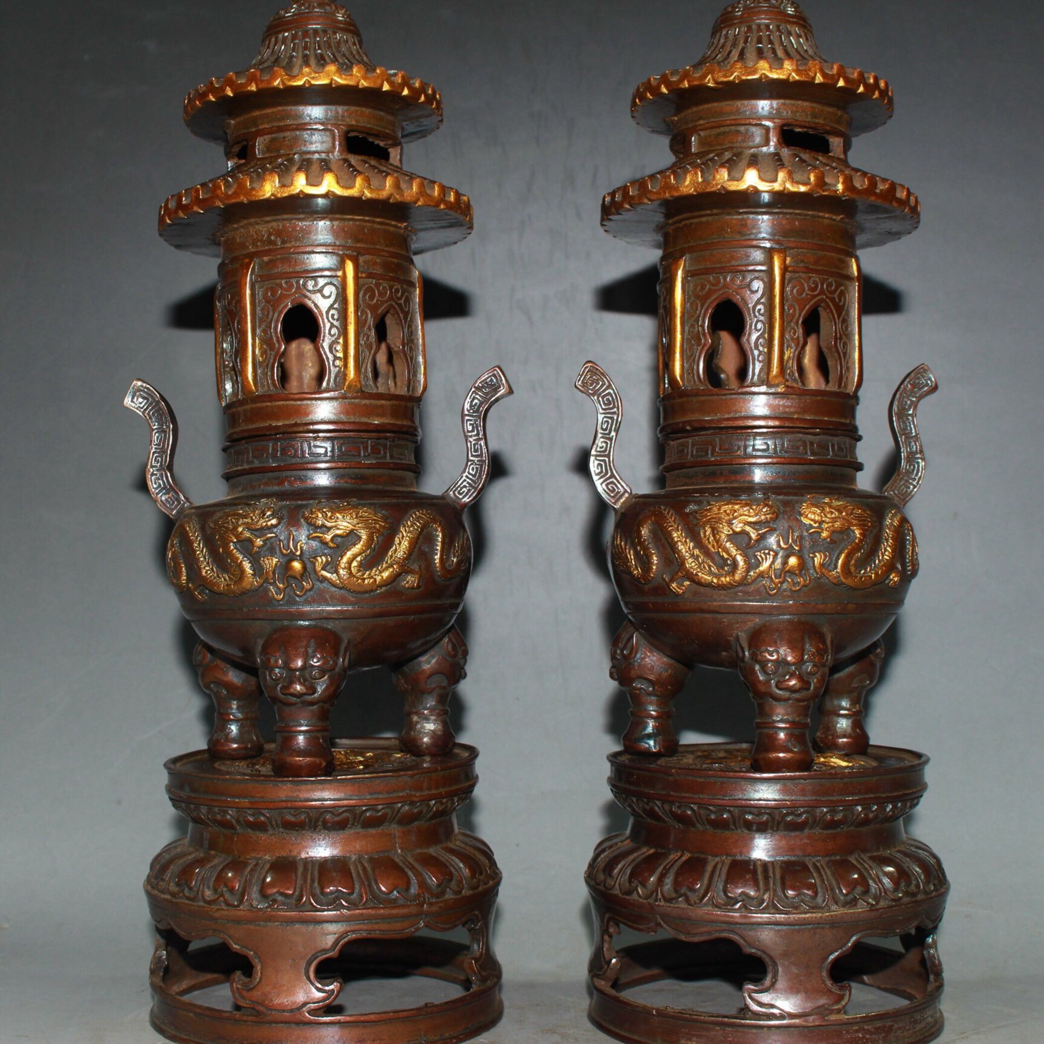 Collection of Chinese antique early gilt copper gilt furnace | Etsy