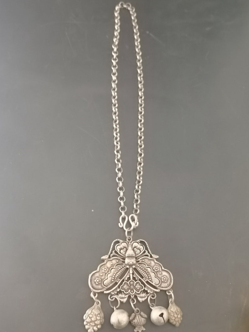Chinese Antique Silver Necklace - Etsy