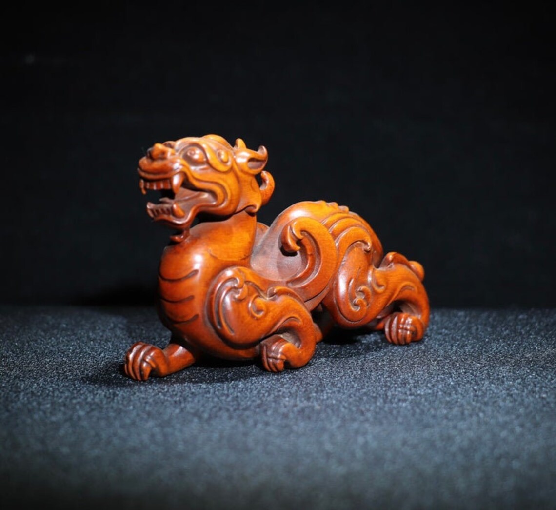 Ancient Chinese Collection of Natural Boxwood Dragon Statues - Etsy