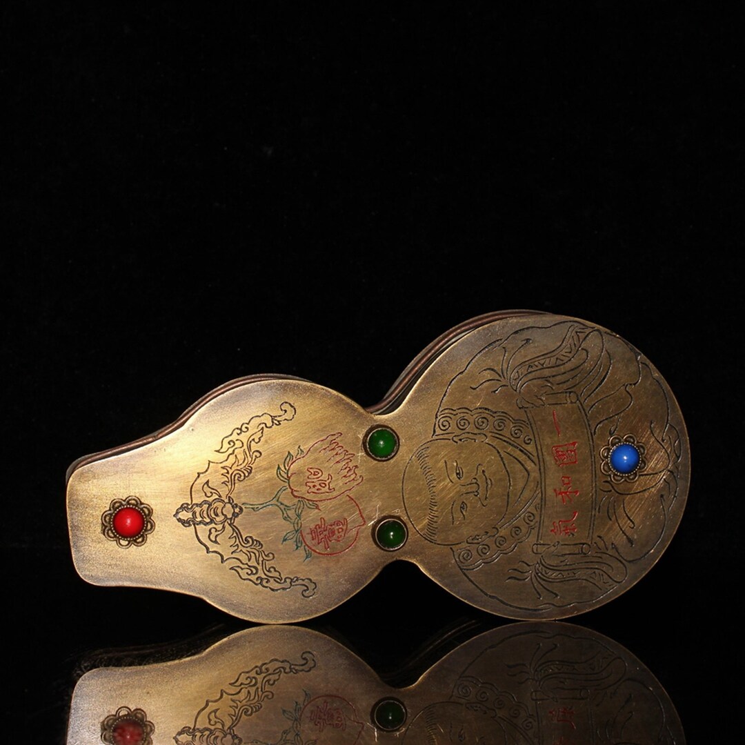 Chinese Antique Pure Copper Ox Horn Handmade Carved and Spliced ...