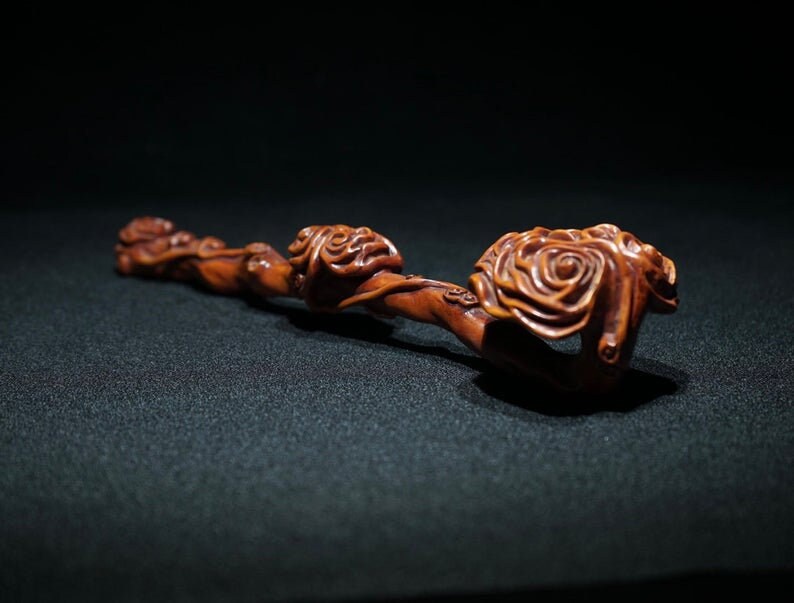 Chinese Antique Natural Boxwood Pen Frame Statue, Pure Hand Carved ...