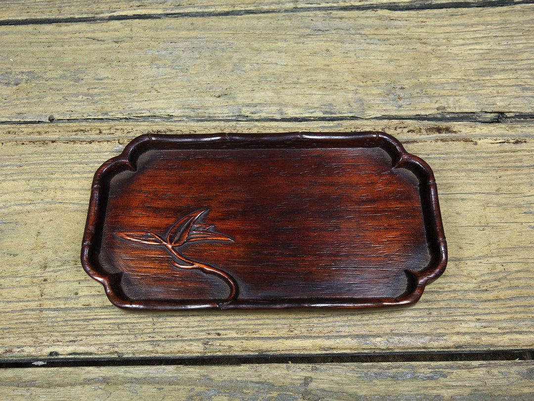 Chinese Antique Wooden Carved Tea Plate - Etsy