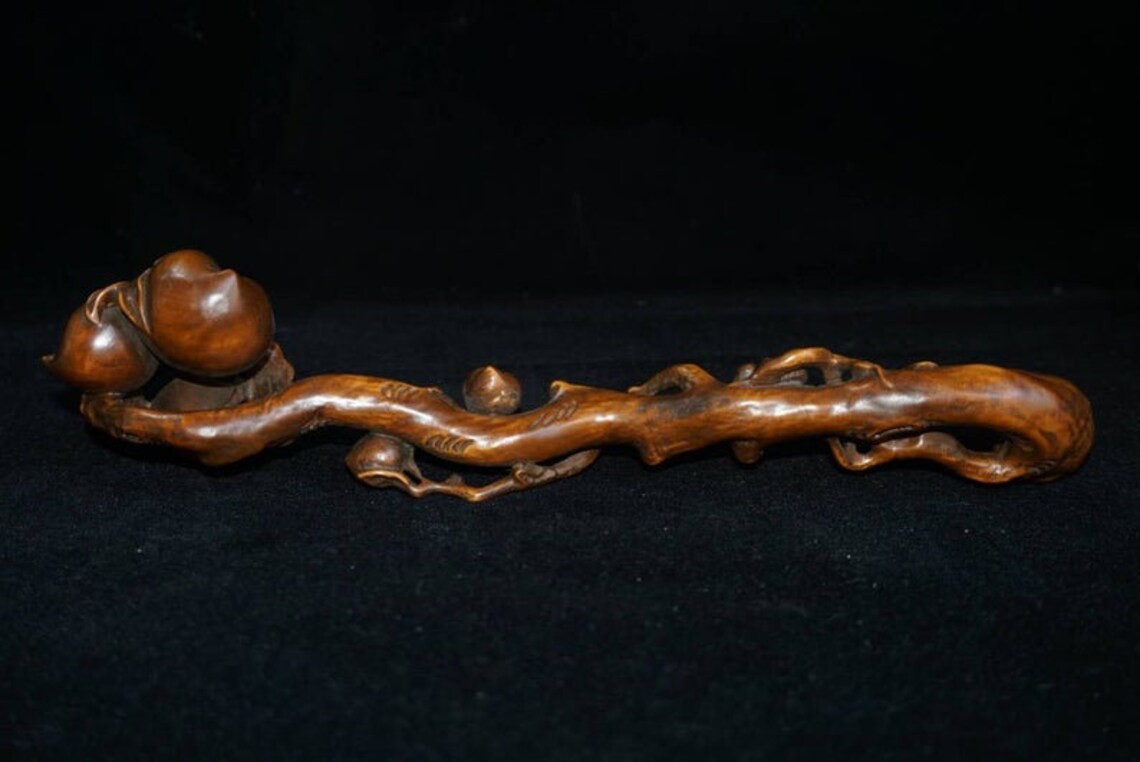 Chinese natural rare boxwood Ruyi hand-carved peach blossom | Etsy