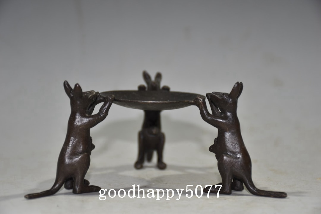 Artwork Pure Hand-carved Pure Copper Three-legged Kangaroo Wax Table ...