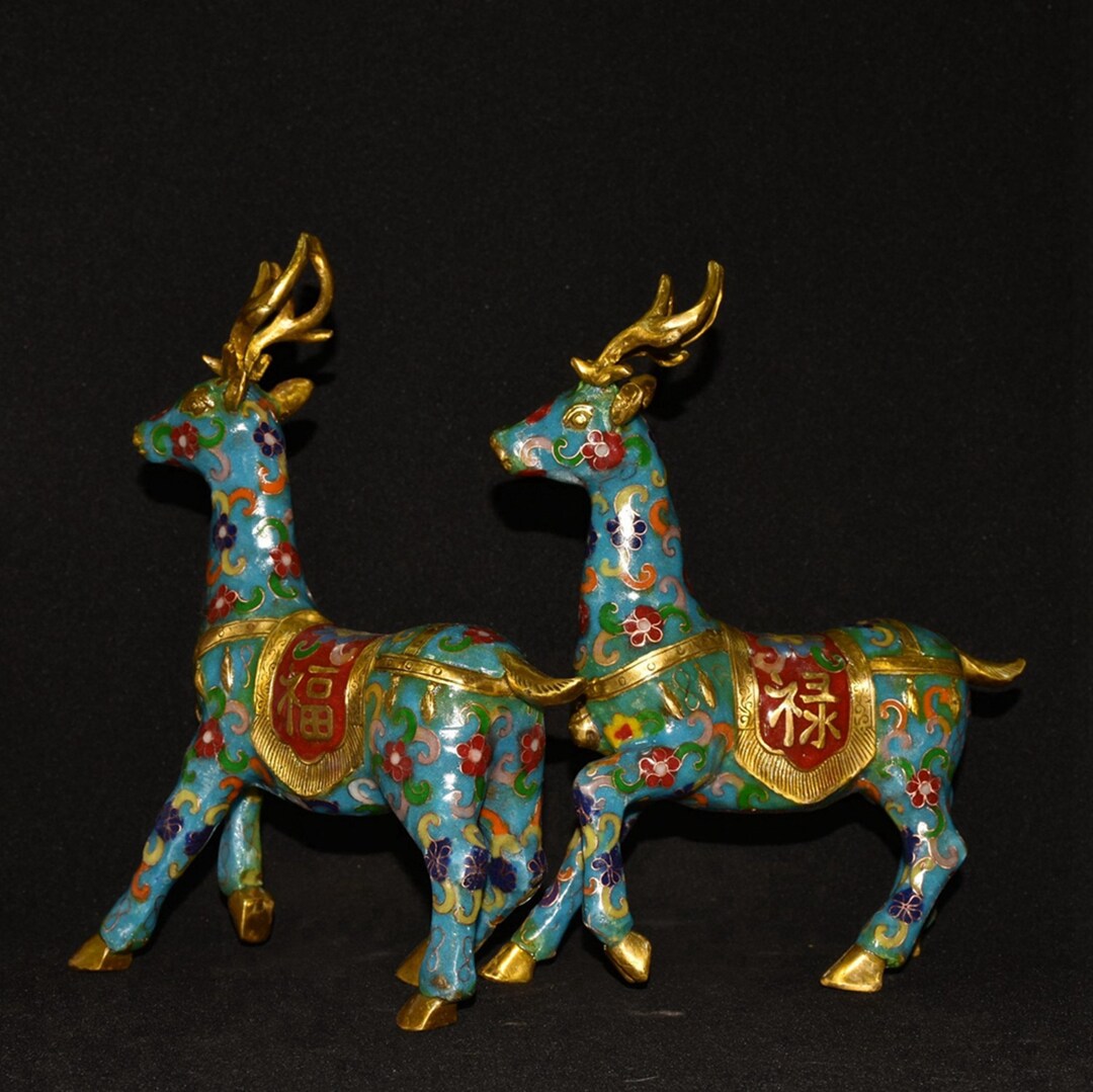 Pure Copper Cloisonn é Silk Sika Deer Ornaments in Chinese Antiques - Etsy