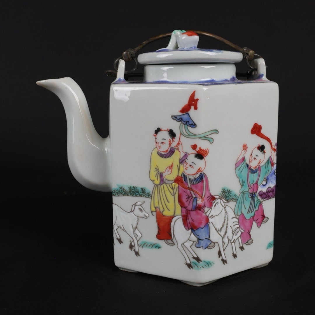 Chinese Antique Pink Baby Play Pattern Hexagonal Qiao Liang Teapot - Etsy