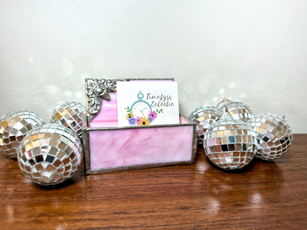Vintage Leaded Stained Glass Business Card Holder - Etsy