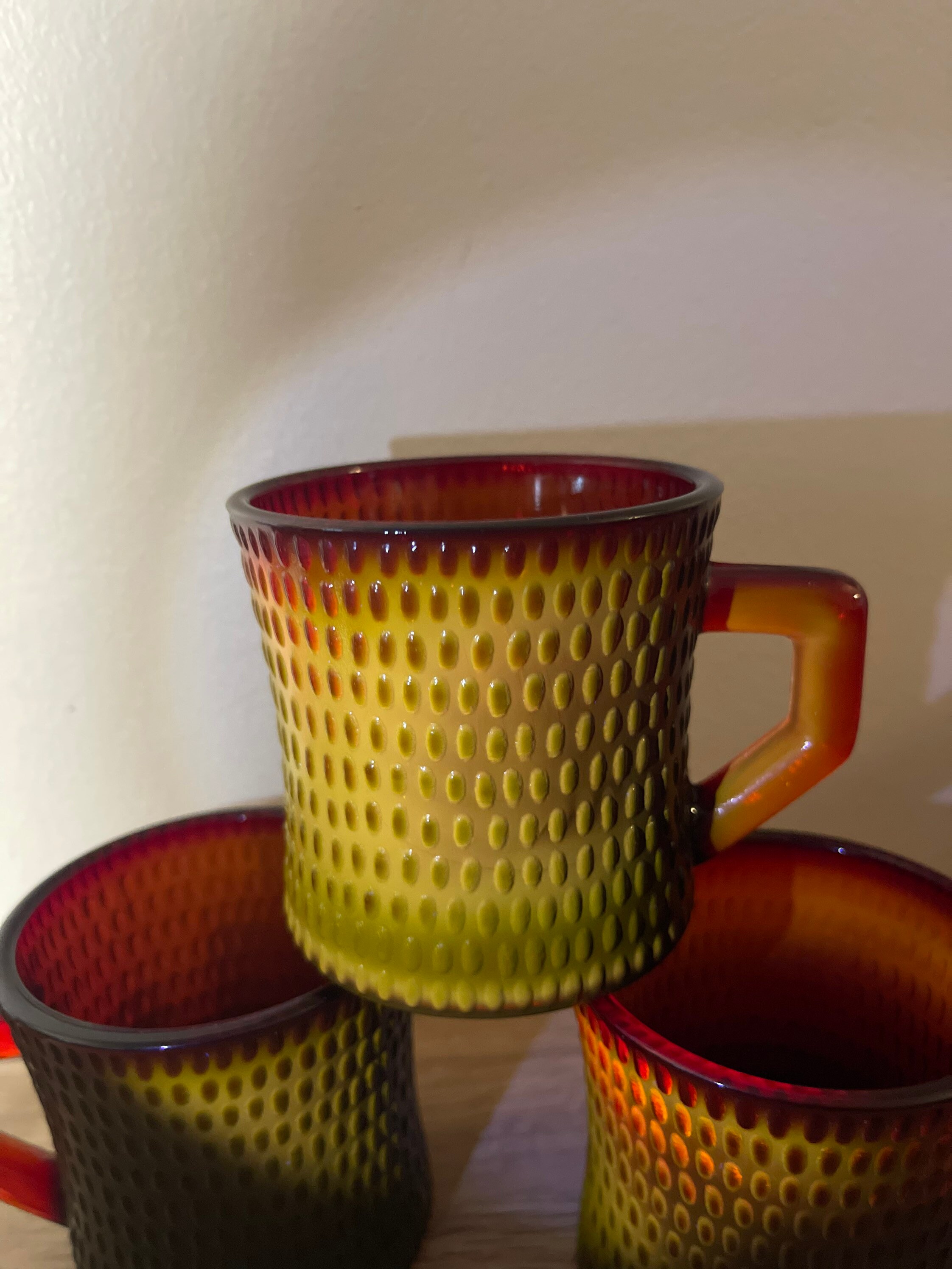 Vintage UV Reactive Ruby Red Glass Mugs With Cadmium & Selenium ...