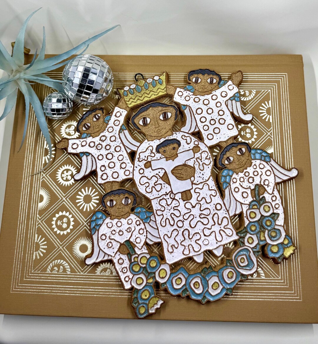 Vintage St Andrew's Abbey Handmade Ceramic Mary, Jesus and Angels ...