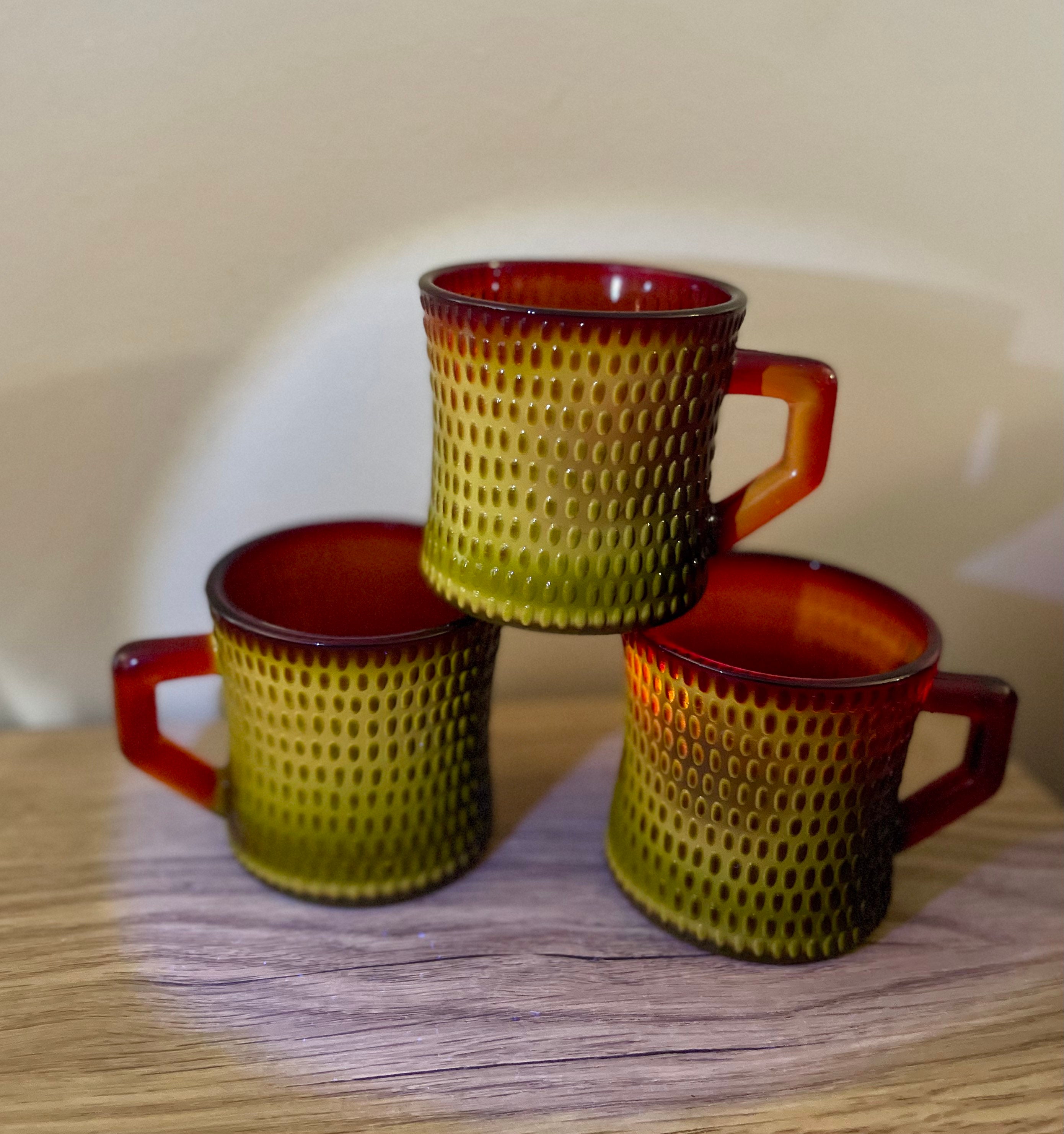 Vintage UV Reactive Ruby Red Glass Mugs With Cadmium & Selenium ...