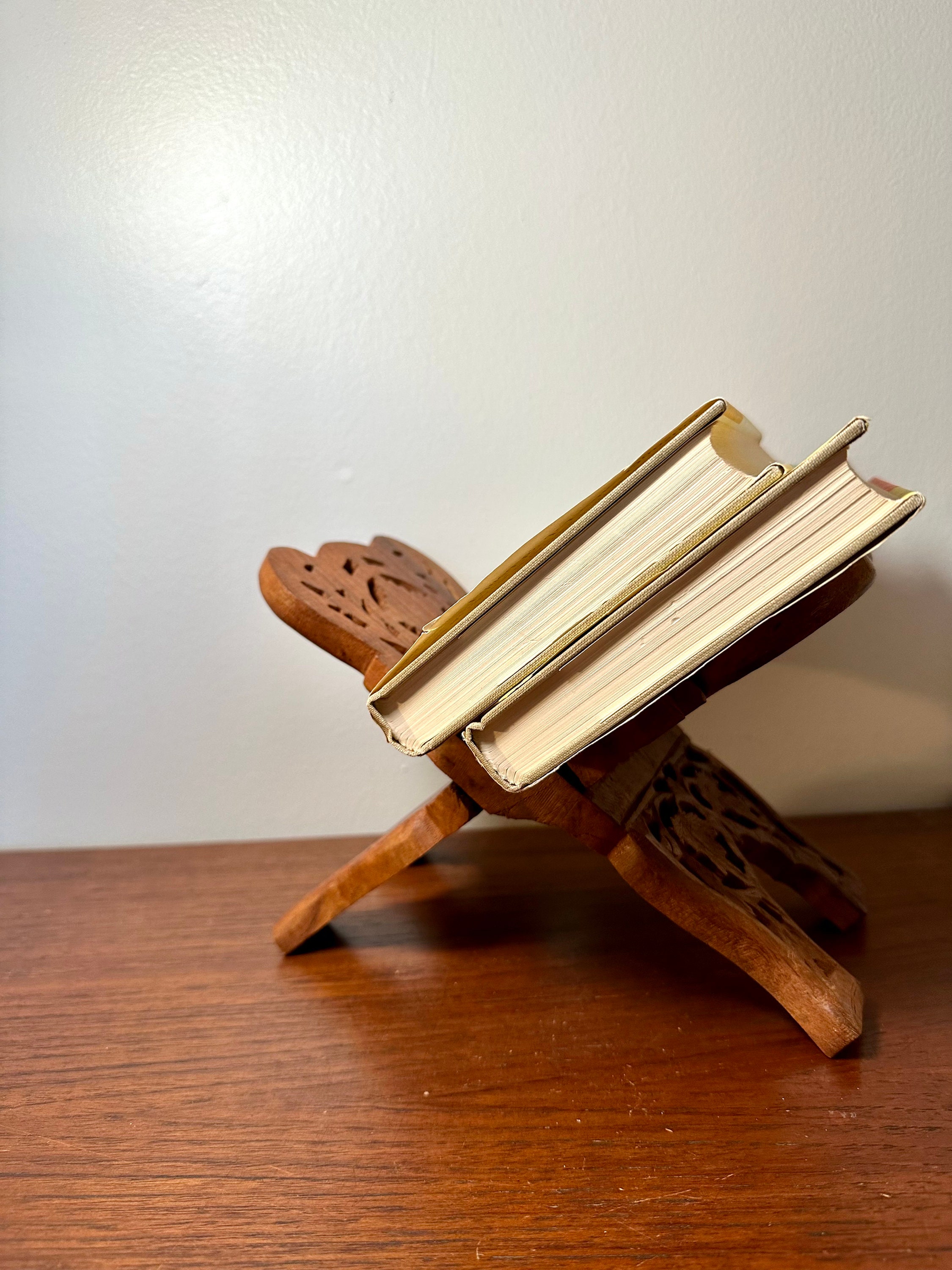 Vintage Hand Carved Sheesham Wood Foldable Book Holder - Etsy