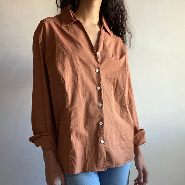 Burnt Orange Button Down Shirt - Etsy