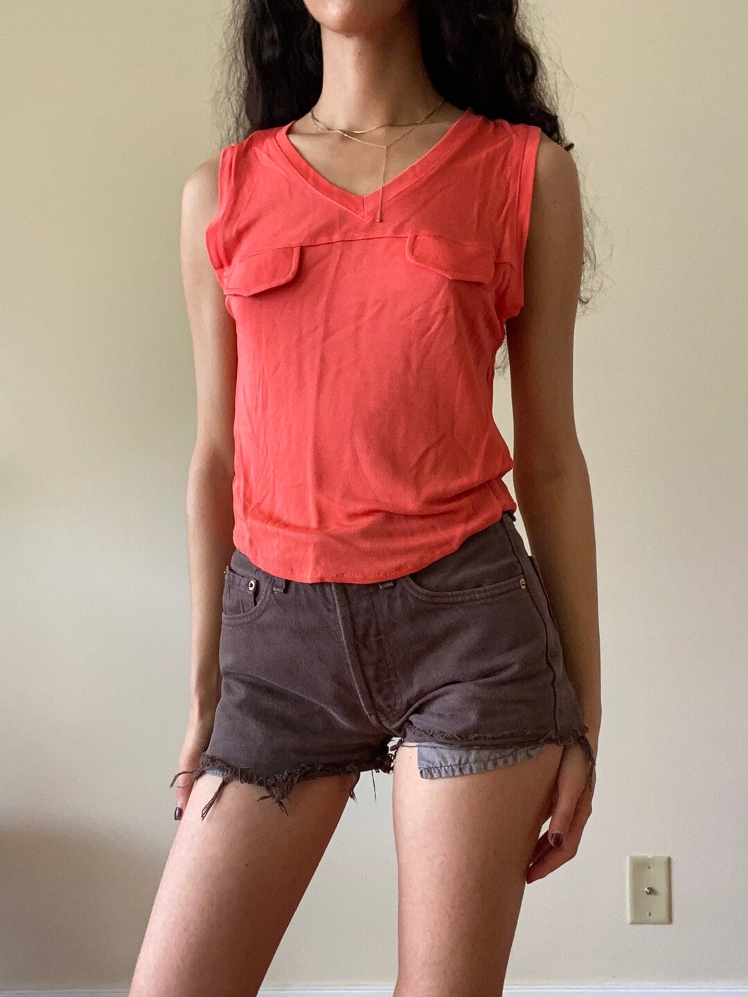 Vintage Coral Tank Top, by Byblos Blue - Etsy