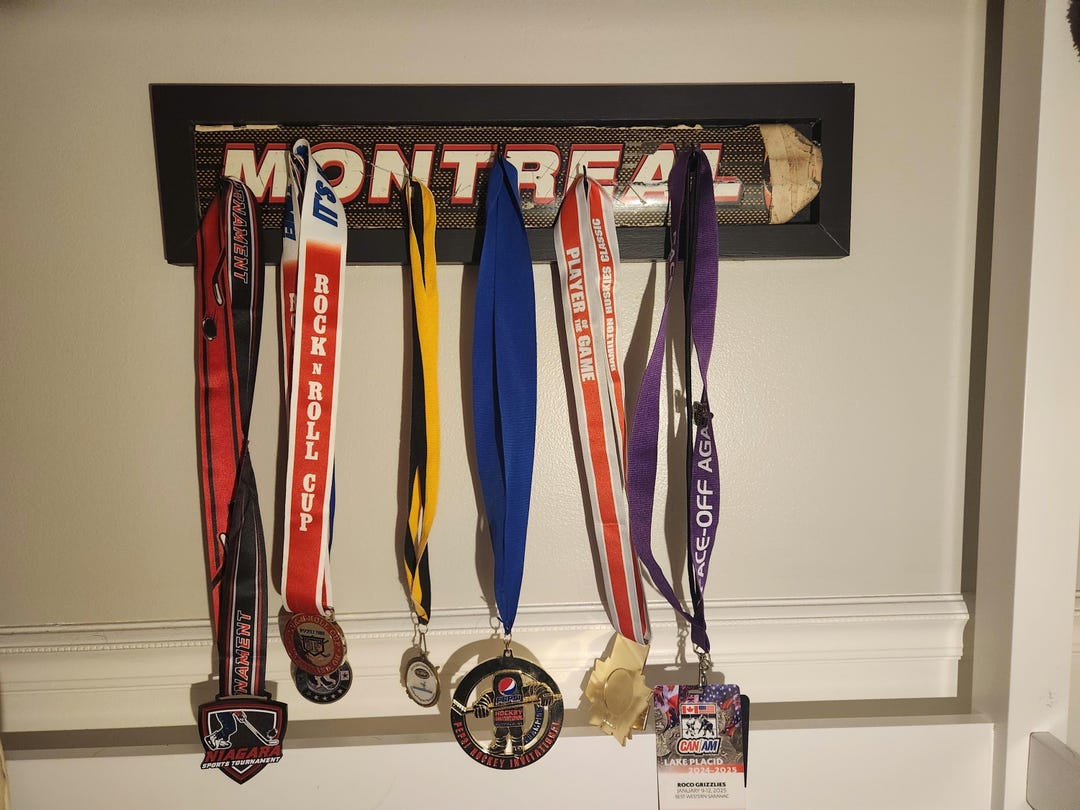 Upcycled Hockey Stick Medal Display | Handmade Sports Decor - Etsy