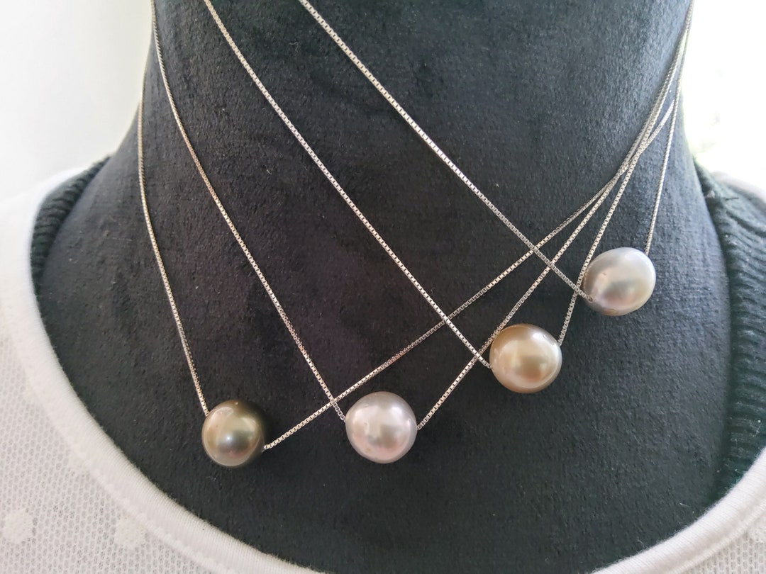 Single Floating Pearl Necklace - Etsy