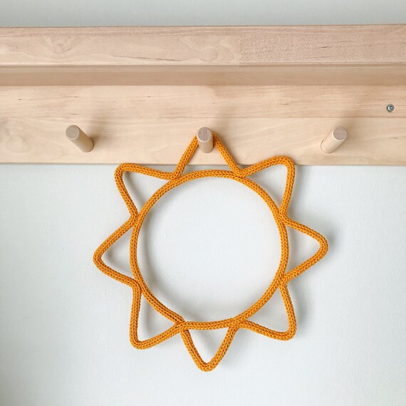 Sun knitted wire art decoration. For nursery wall decor | Etsy