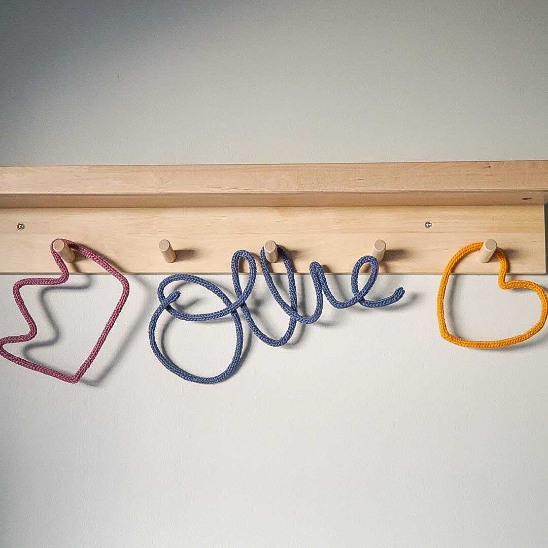 Personalized name sign knitted yarn wire word custom wall | Etsy