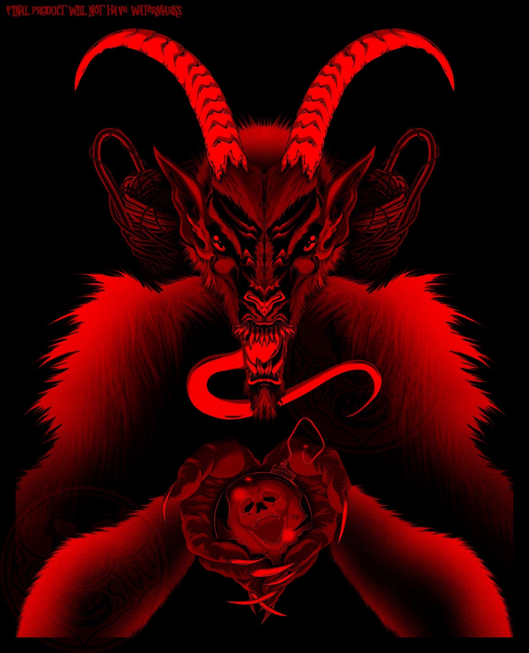 Red Krampus Holding Ornament 8x10 by Rognskull - Etsy