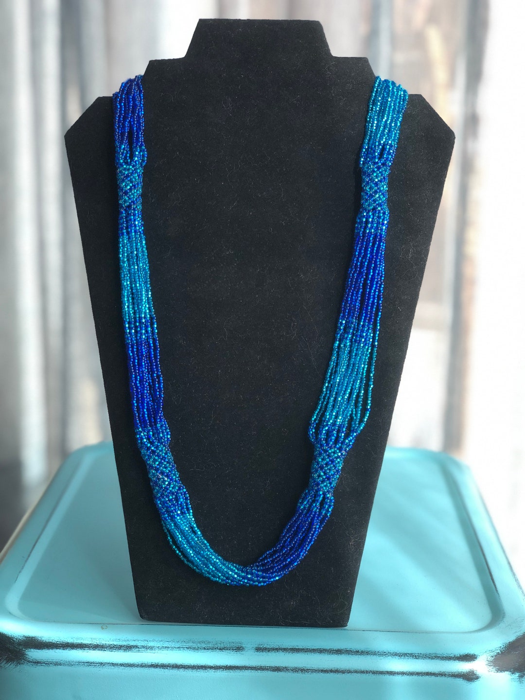 Long Beaded Multi-strand Necklace - Etsy