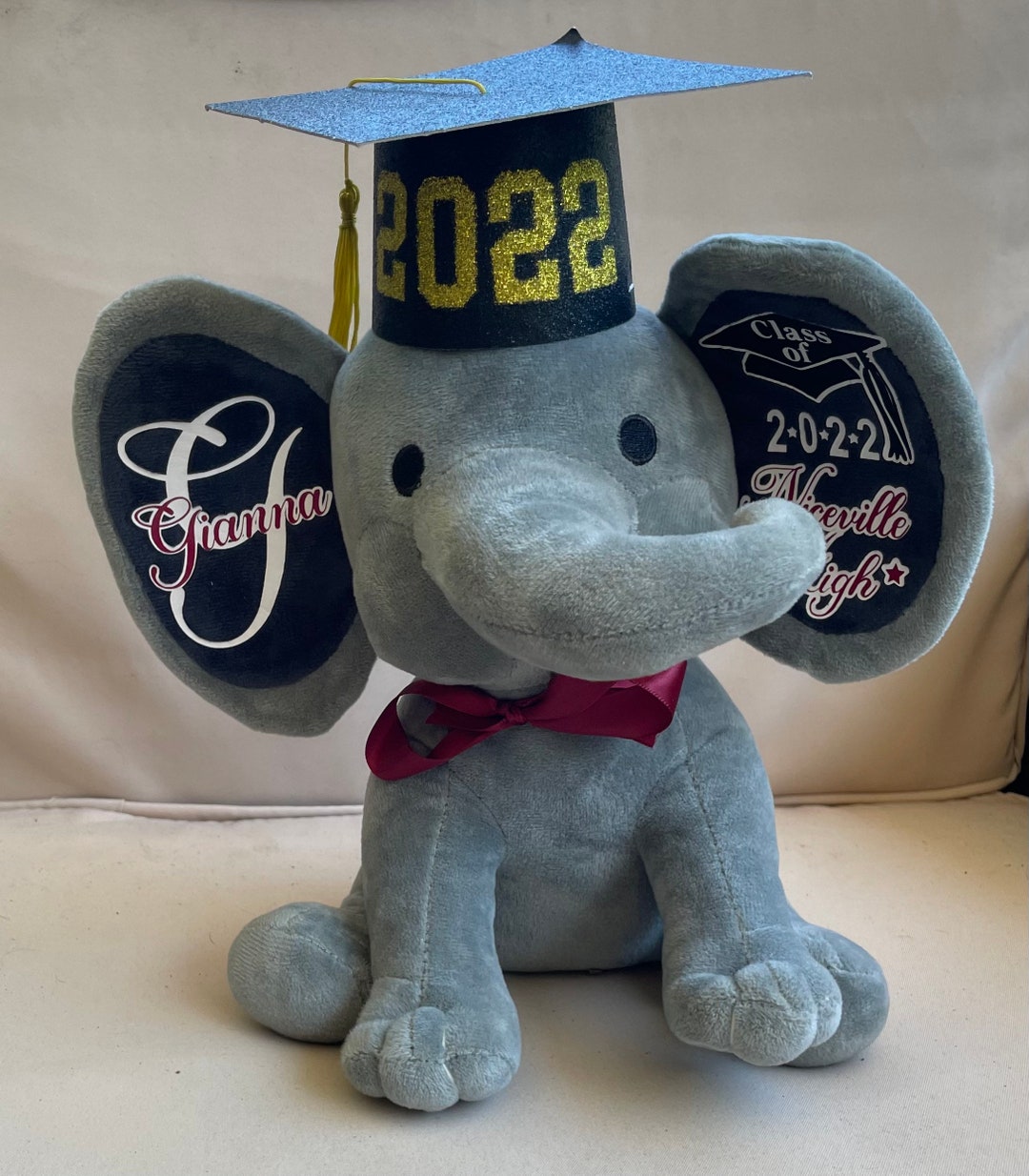 Stuffed 2023 Graduation Elephant, Gray 10" Elephant, Personalized ...