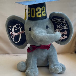 Stuffed 2023 Graduation Elephant, Gray 10" Elephant, Personalized ...